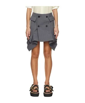 Sacai Pinstriped Wrap Skirt
