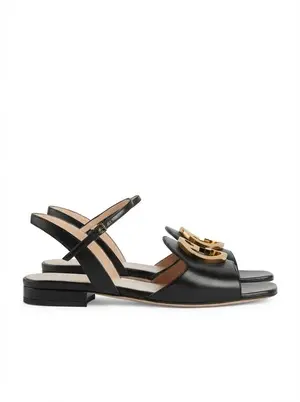 Gucci Logo Plaque Slingback Strap Sandals
