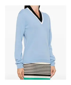 Marni V-neck Wool Sweater - Iris Blue