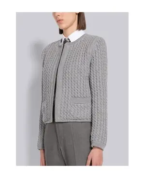 Thom Browne Cable Knit Open Front Cardigan