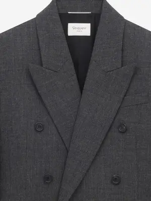 Saint Laurent Wool Double-breasted Peak Lapel Jacket - No