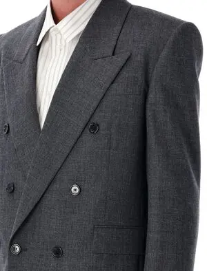 Saint Laurent Wool Double-breasted Peak Lapel Jacket - No