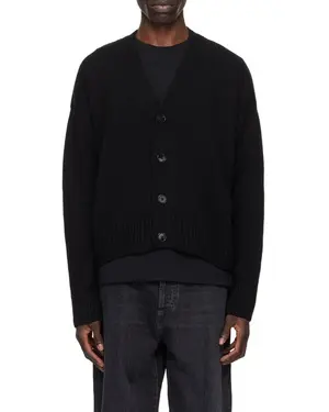 Ami V-neck Cardigan With Embroidered Logo