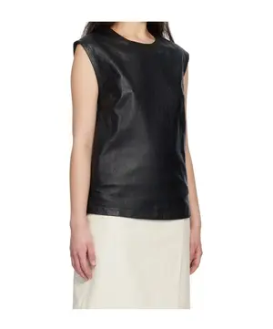 Loulou De Saison Ostrich-effect Leather Top