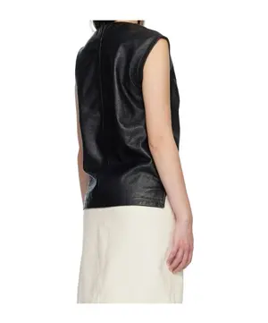 Loulou De Saison Ostrich-effect Leather Top
