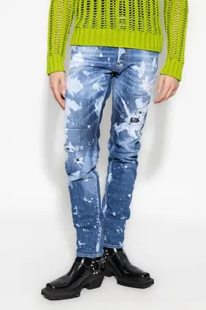 Dsquared2 Paint-splatter Distressed Straight-leg Jeans