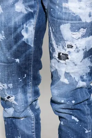 Dsquared2 Paint-splatter Distressed Straight-leg Jeans