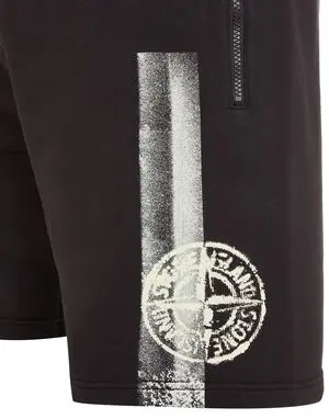 Stone Island Logo Printed Elasticated Waist Shorts