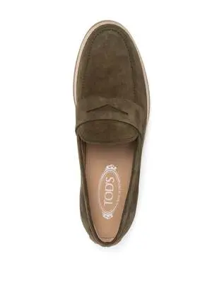TOD'S Almond Toe Slip-on Loafers - Green