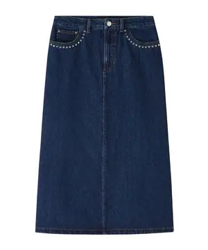 A.p.c. A-line Denim Midi Skirt With Rivet Embellishments