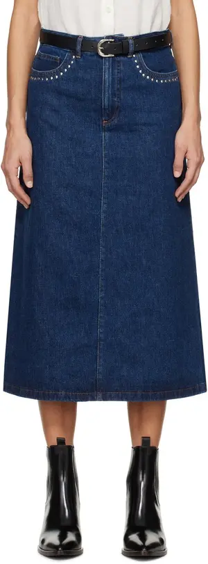 A.p.c. A-line Denim Midi Skirt With Rivet Embellishments
