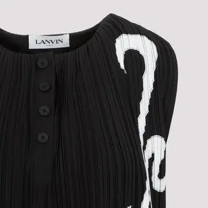 LANVIN Abstract Print Pleated Sleeveless Blouse
