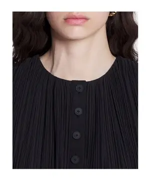 LANVIN Abstract Print Pleated Sleeveless Blouse - No
