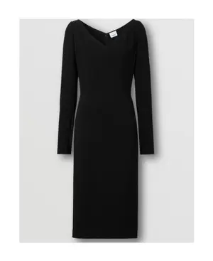 Burberry V-neck Long-sleeve Cady Dress