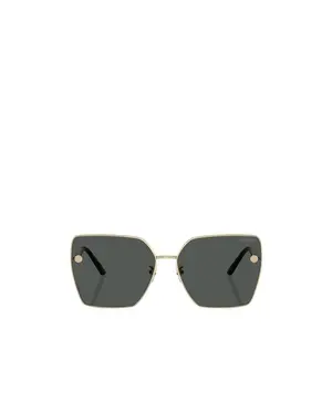 Versace Oversized Square Frame Sunglasses With Logo Embellished Temples - Black