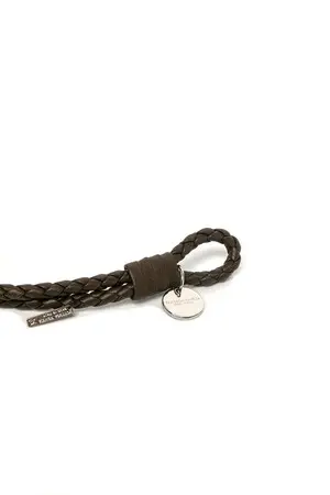 Bottega Veneta Woven Leather Bracelet With Logo Detail