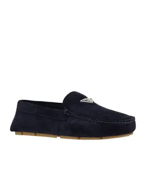 Prada Suede Logo Detail Loafers