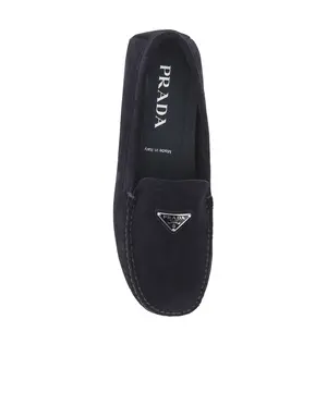 Prada Suede Logo Detail Loafers