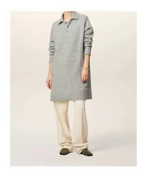 AMI Paris Long Sleeve Embroidered Mini Dress