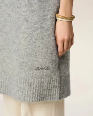 Ami Long Sleeve Embroidered Mini Dress
