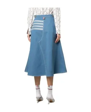 Thom Browne 4-bar Stripe A-line Denim Skirt