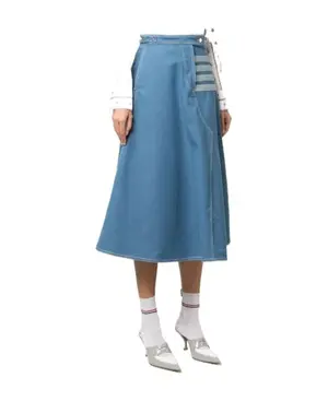 Thom Browne 4-bar Stripe A-line Denim Skirt