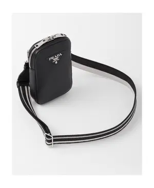 Prada Leather Mini-bag With Embroidered Shoulder Strap