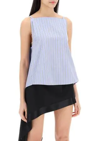 Sacai Boat Neck Pleated Poplin Camisole