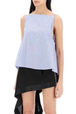 Sacai Boat Neck Pleated Poplin Camisole