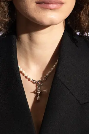 VIVIENNE WESTWOOD Logo Embellished Pearl Necklace