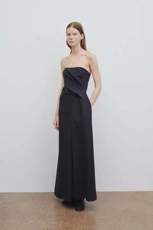 THE ROW Strapless Stretch Wool Dress With Front Twist Detail