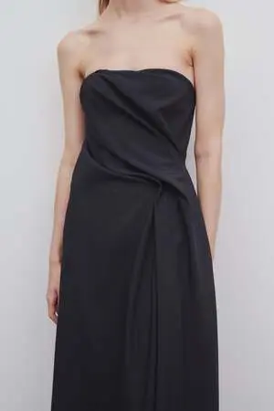THE ROW Strapless Stretch Wool Dress With Front Twist Detail