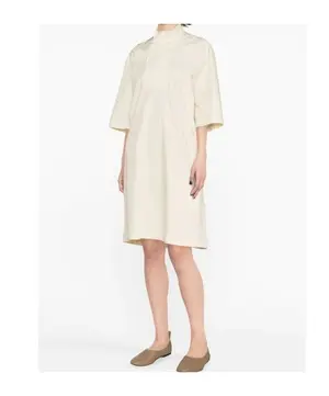 LEMAIRE High-neck Short Sleeve Cotton Dress