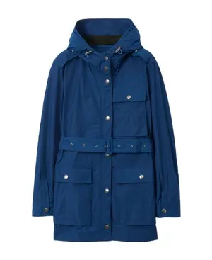 Burberry Belted Hooded Parka With Embroidered Logo