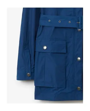 Burberry Belted Hooded Parka With Embroidered Logo