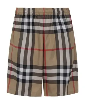 Burberry Checked Elasticated Waist Shorts - Gray