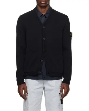 Stone Island Logo Medallion Knitted Cardigan