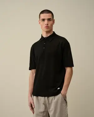 C.P. COMPANY Logo-patch Knitted Polo Shirt