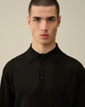 C.P. COMPANY Logo-patch Knitted Polo Shirt