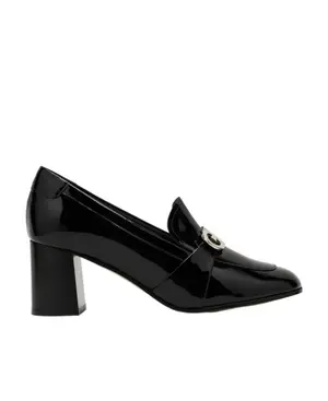 FERRAGAMO Patent Leather Horsebit High Heel Loafers
