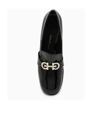 FERRAGAMO Patent Leather Horsebit High Heel Loafers