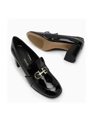 FERRAGAMO Patent Leather Horsebit High Heel Loafers