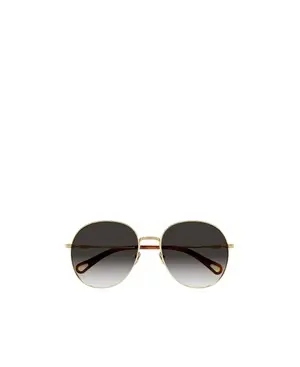 Chloé Logo Round Frame Sunglasses - Black