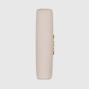 Gucci Gg Incrocio Leather Clutch With Chain Strap - White