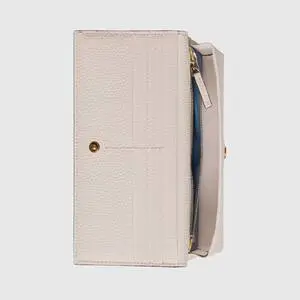 Gucci Gg Incrocio Leather Clutch With Chain Strap - White
