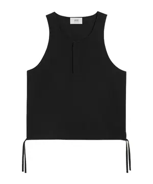 Ami Drawstring Sleeveless Tank Top - Black