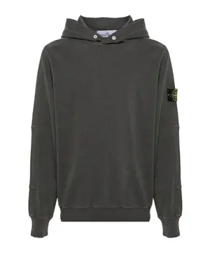 Stone Island Old Treatment Cotton Hoodie - Black