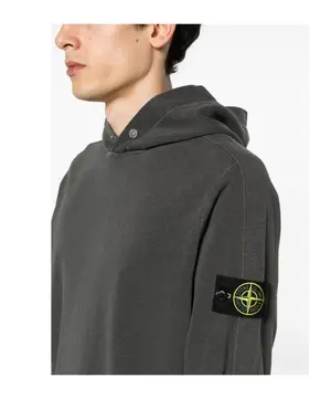Stone Island Old Treatment Cotton Hoodie - Black
