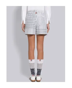Thom Browne Gingham Check Tailored Shorts With Signature Stripe Detail
