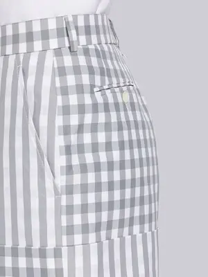 Thom Browne Gingham Check Tailored Shorts With Signature Stripe Detail